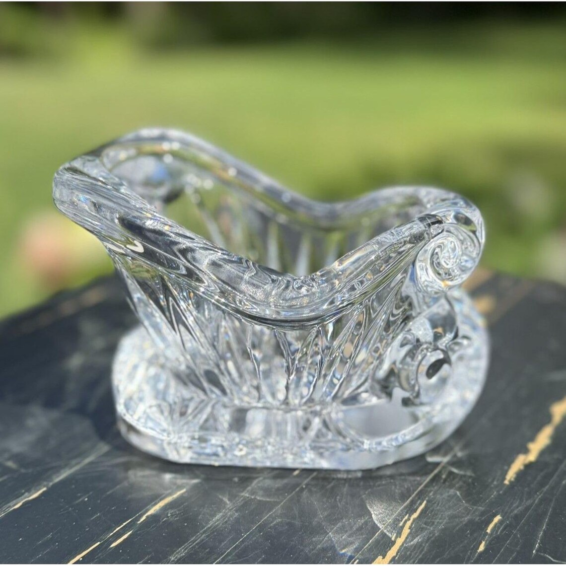Vintage Crystal Glass Sleigh Sled – Christmas Candy Dish – Clear ...