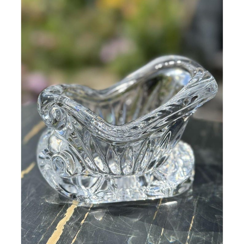 Vintage Crystal Glass Sleigh Sled – Christmas Candy Dish – Clear ...