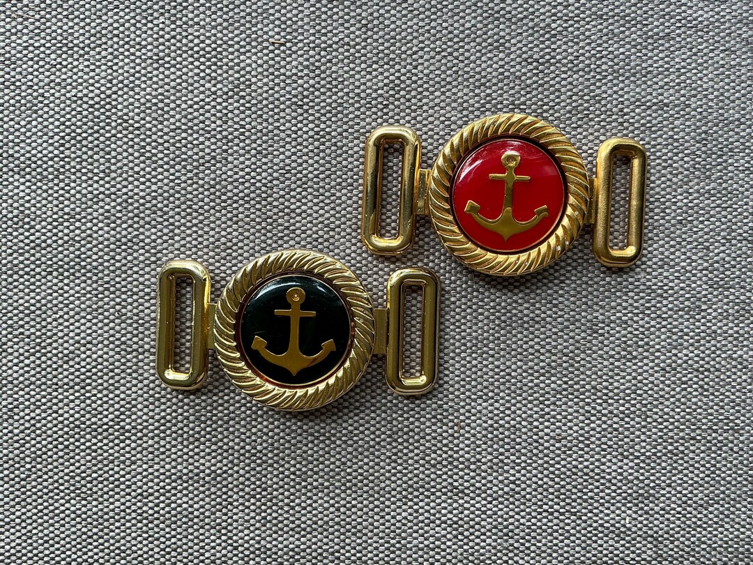 2 Vintage Plastic Marine Anchor Buckle ,color Marine and One Red - Etsy