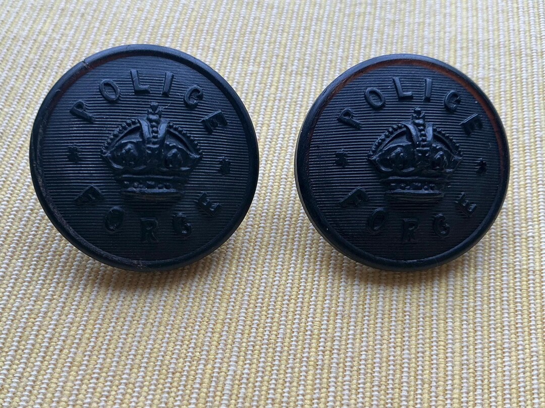 Police Force Black Uniform Buttons/ Set of 2 - Etsy