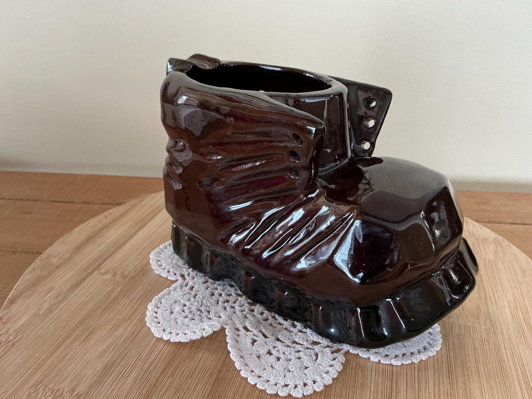 Ashtray Vintage Brown Glazed Ceramic, Boot Ashtray /made in Japan - Etsy