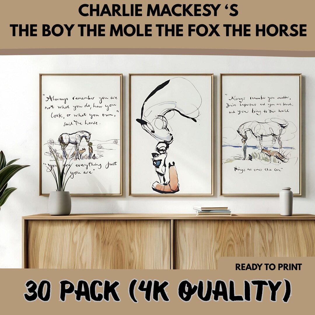 Charlie Mackesy Prints, the Boy, Mole, Fox, Horse, Boho Wall Art ...