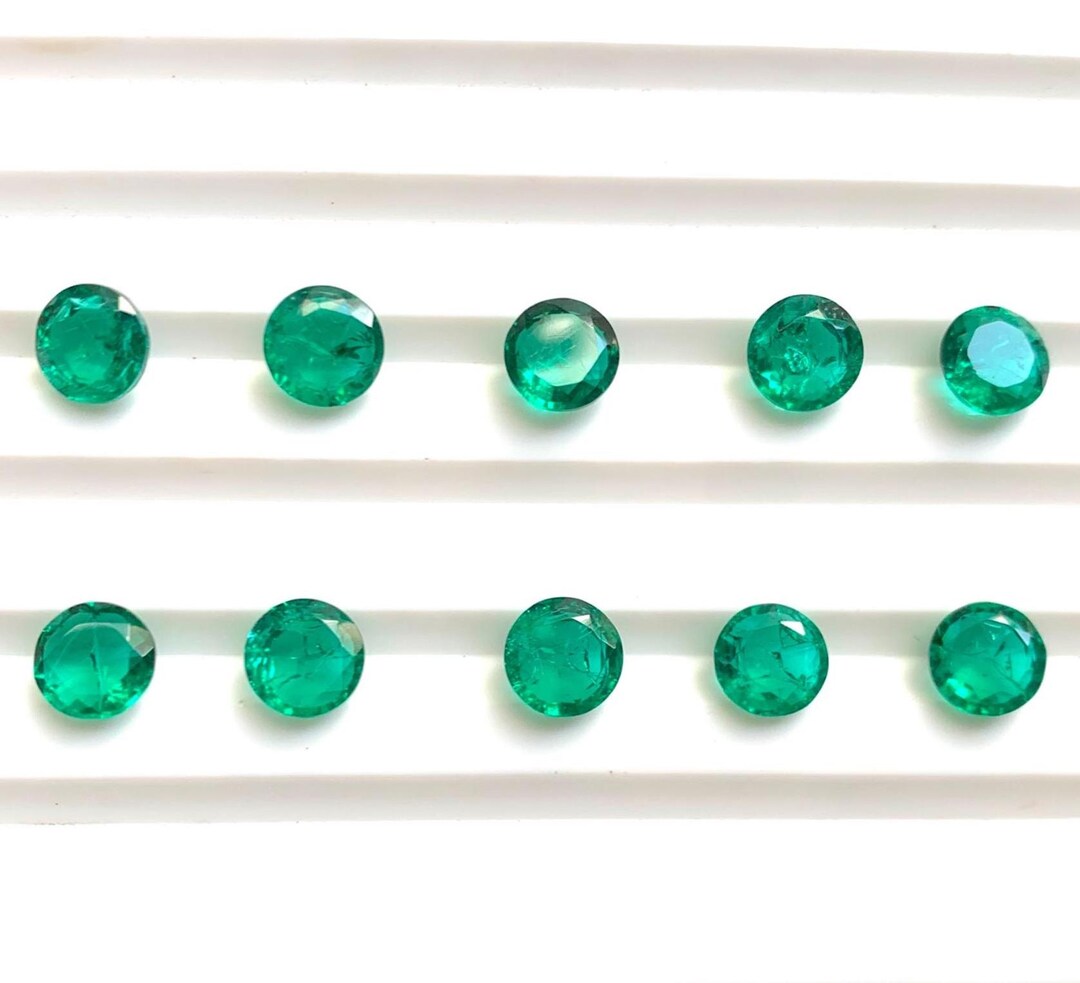 8 MM Zambian Emerald Lab Grown Cut Faceted Round Shape Unique Making ...