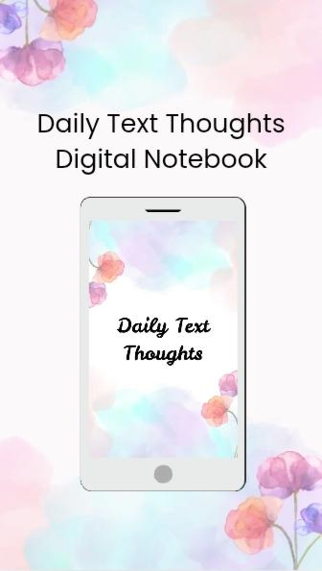 Pretty Pastel Floral Daily Text Thoughts Digital Notebook - Etsy