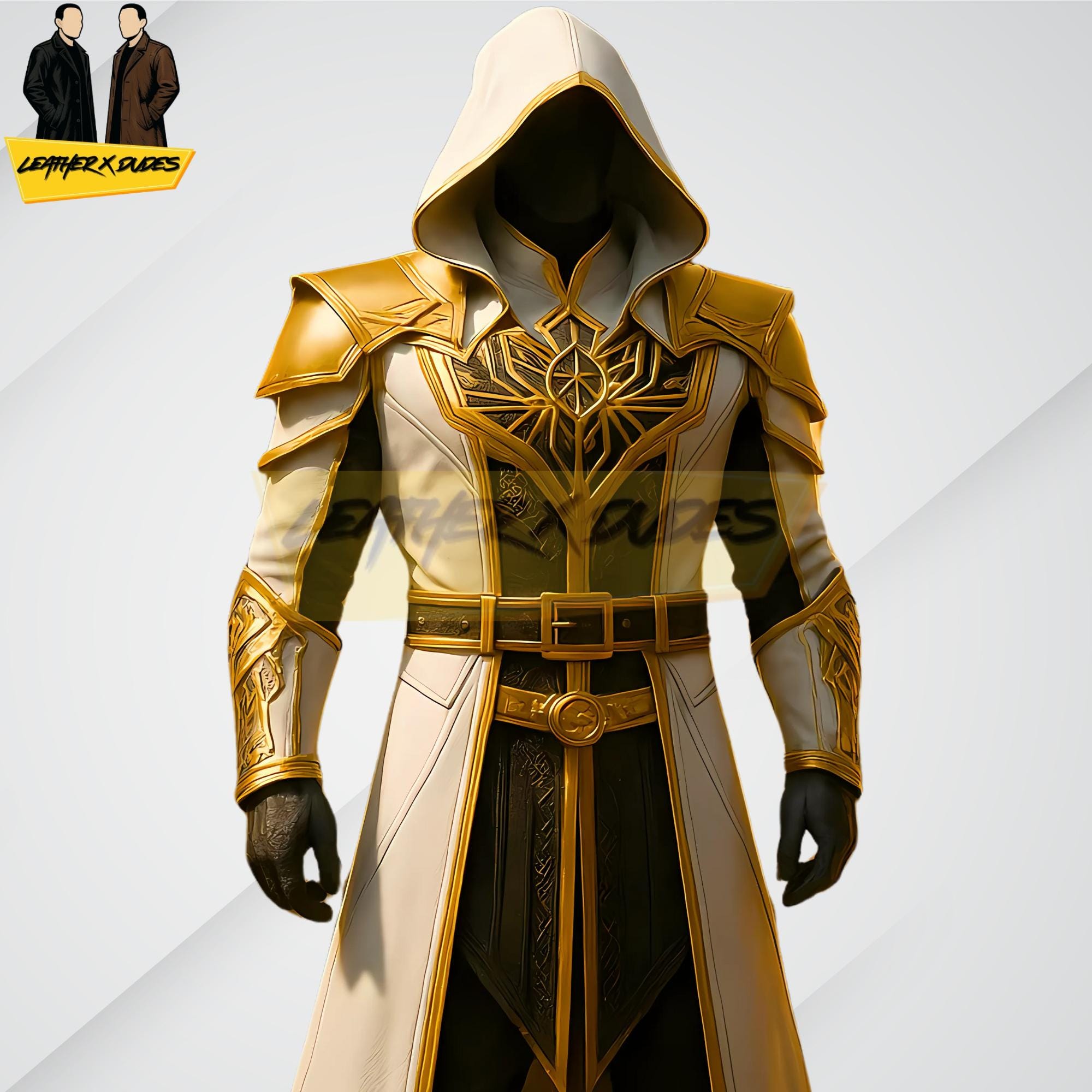 Ivory & Gold Paladin Overcoat | Gothic Assassin Costume Armor - Etsy