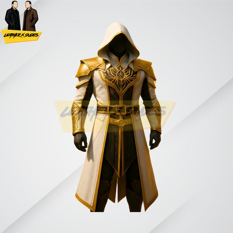 Ivory & Gold Paladin Overcoat | Gothic Assassin Costume Armor - Etsy
