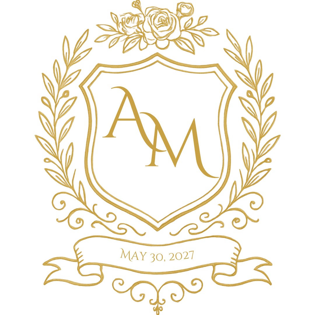 Editable Custom Wedding Crest Template on Canva, Wedding , Monogram ...