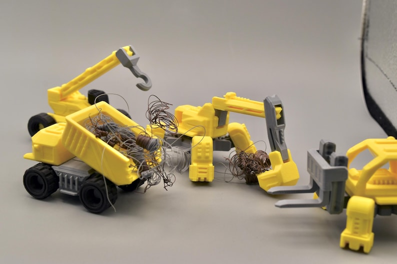 3D Printed Construction Mechs- Crane, Dump Truck, Forklift & Digger - Etsy