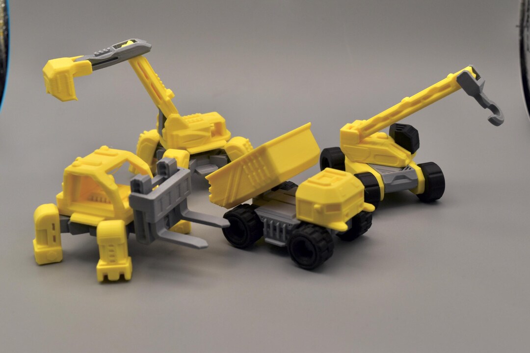 3D Printed Construction Mechs- Crane, Dump Truck, Forklift & Digger - Etsy