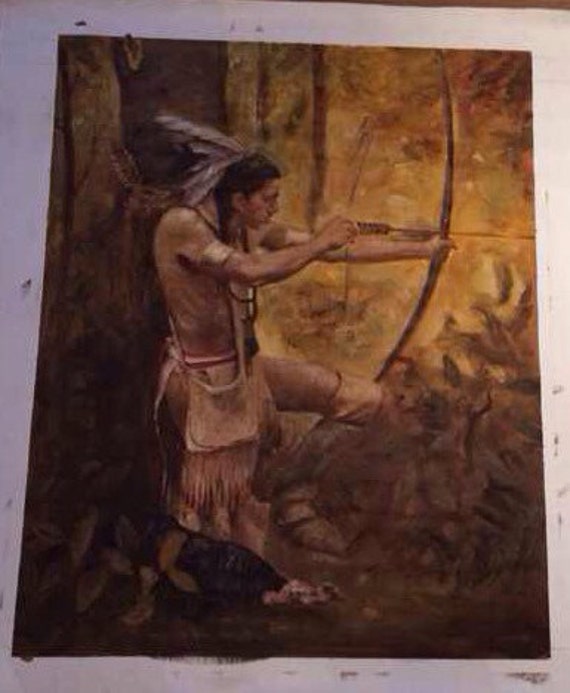 Cazador indio americano de 24 30 pulgadas en el bosque sobre | Etsy