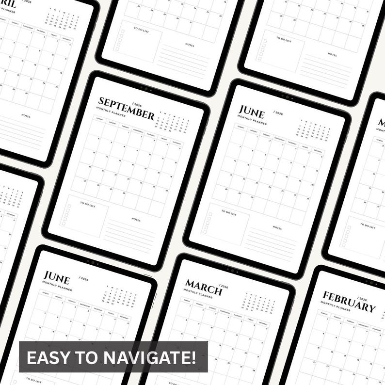 Minimalist 2026 Planner | Printable Monthly Calendar, To-do Lists ...