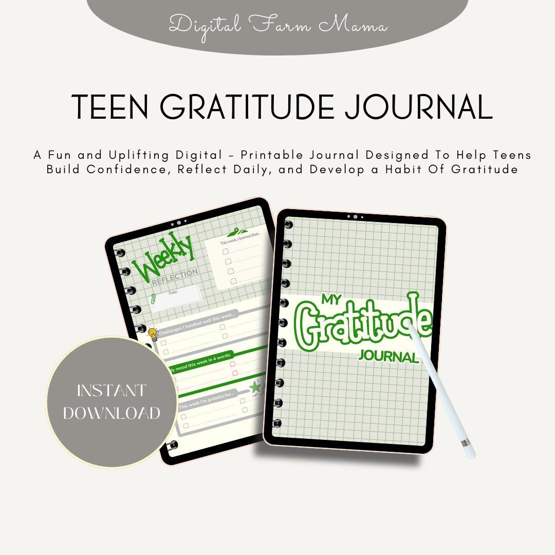 Gratitude Journal for Kids and Teens Mental Health Journal Digital ...