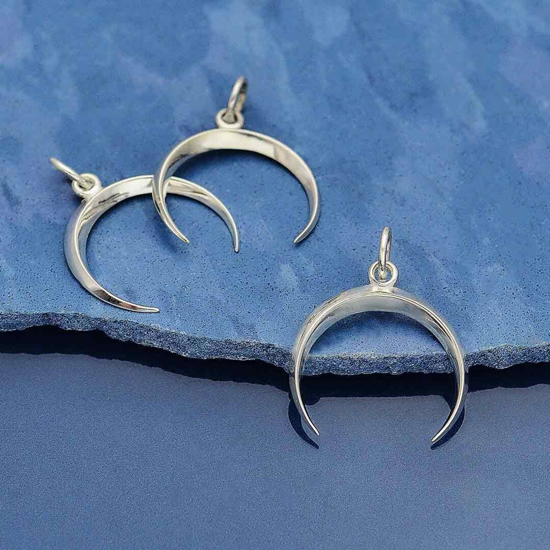Sterling Silver Small Inverted Crescent Moon Charm 21x17mm - 1pc (14397 ...