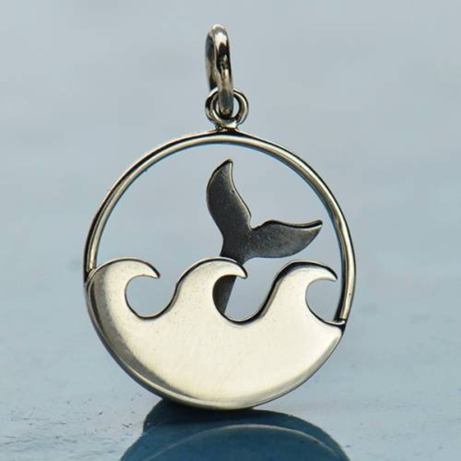 Sterling Silver Whale Tail and Ocean Waves Charm 20x15mm 1pc - Etsy