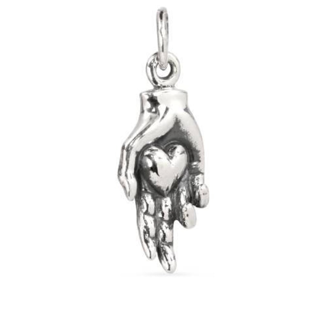 Sterling Silver Hand Holding Heart Charm 21x6mm - 1 Pc Wholesale Price ...