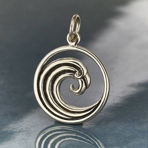 Sterling Silver Curled Wave Charm 21x15mm 1pc Wholesale - Etsy