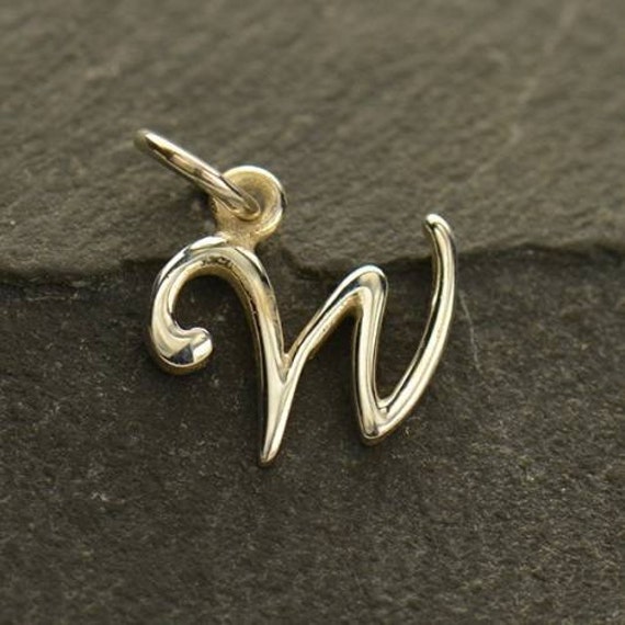 Sterling Silver Script Initial Letter W Charm 11x11mm 1 Pc - Etsy