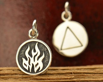 5pcs/lot Fire Symbol Pendant Stainless Steel Masculine Emblem Fire ...