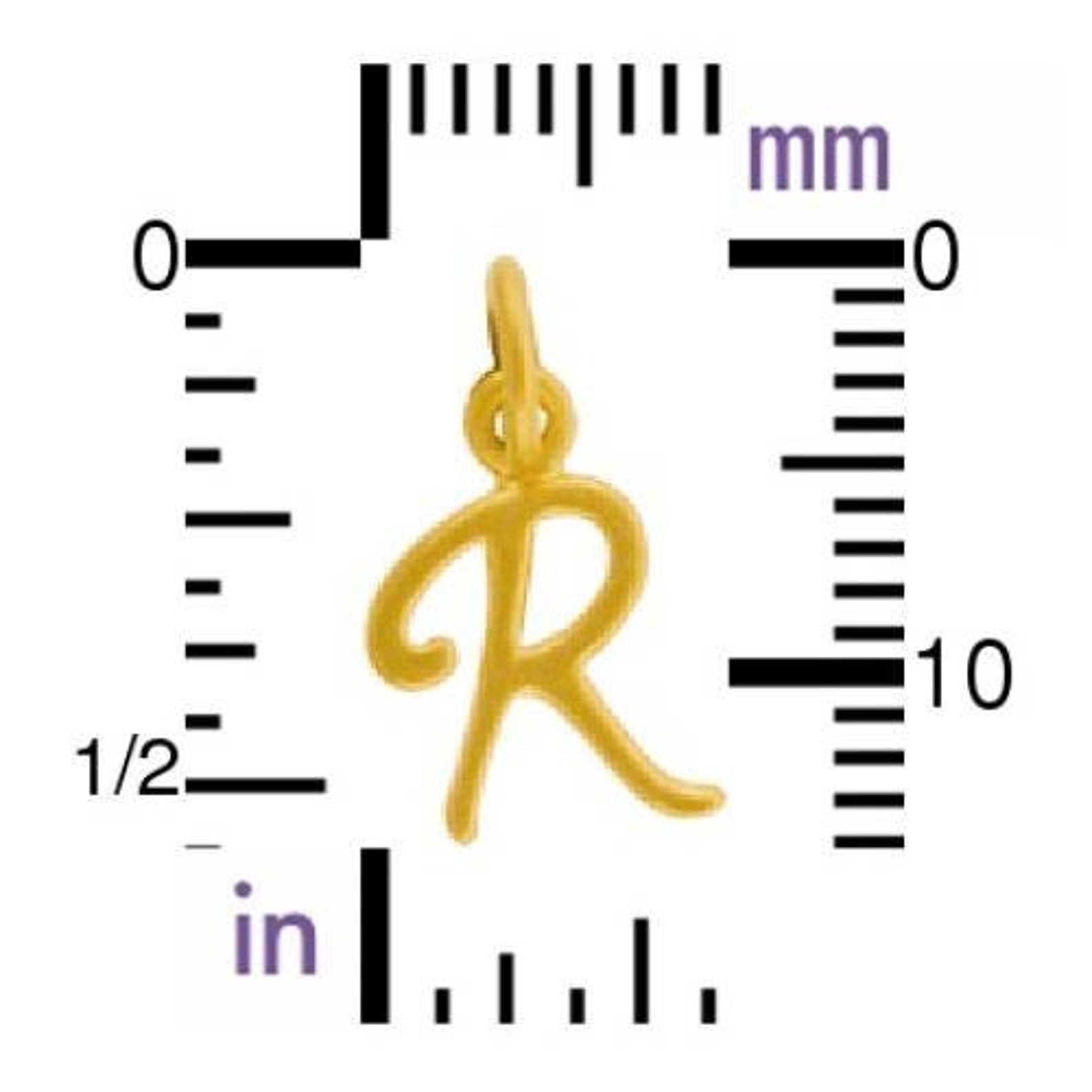 24kt Gold Plated Sterling Silver Initial Letter R Charm 12x7mm - Etsy