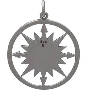 Sterling Silver Compass Pendant 21mm With Mountain Center 1pc Wholesale ...