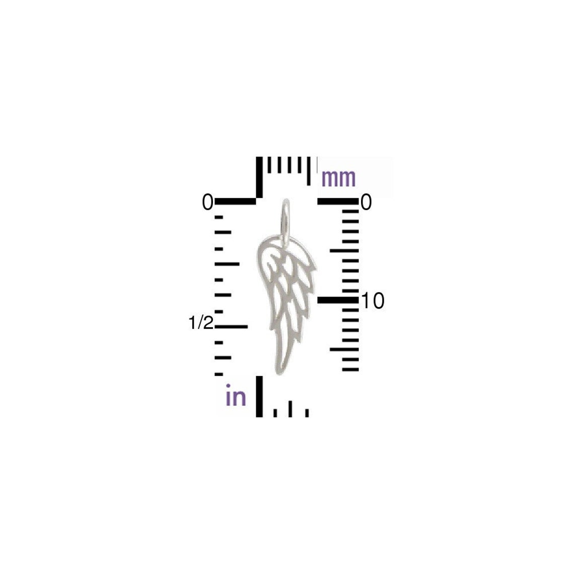 Angel or Bird Wing Pendant Sterling Silver 15x6mm With Soldered Jump ...