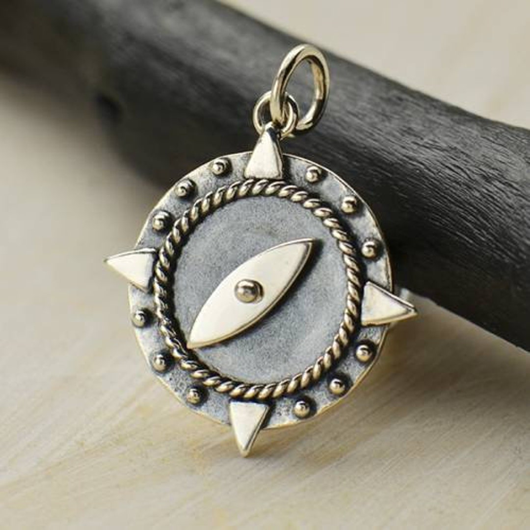 Sterling Silver Compass Charm W/ Spinning Needle 23x18mm 1pc Wholesale ...
