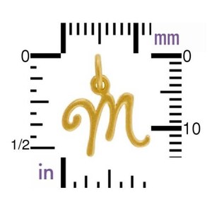 24kt Gold Plated Sterling Silver Initial Letter M Charm 11x5mm 1 Pc ...