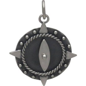 Sterling Silver Compass Charm W/ Spinning Needle 23x18mm 1pc Wholesale ...