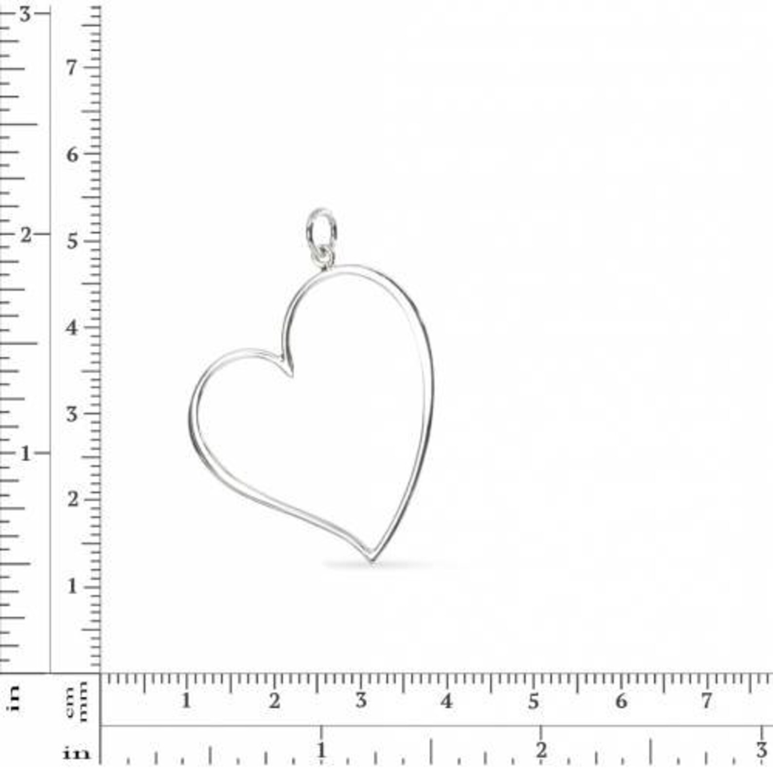 Large Open Heart Charm Sterling Silver 37x27x1mm 1pc - Etsy