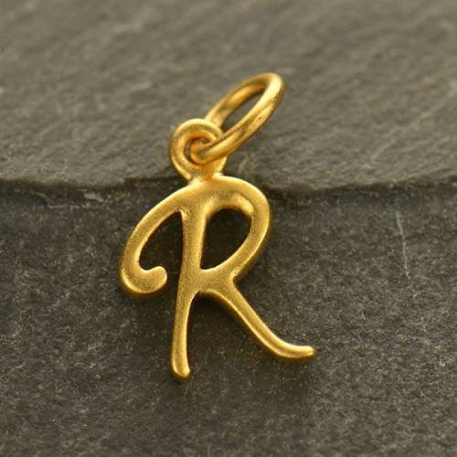 24kt Gold Plated Sterling Silver Initial Letter R Charm 12x7mm - Etsy