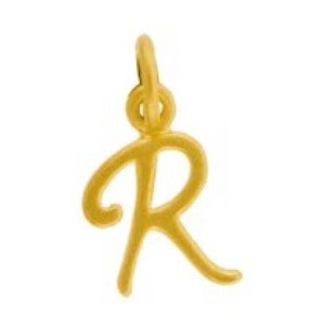 24kt Gold Plated Sterling Silver Initial Letter R Charm 12x7mm 1 Pc ...