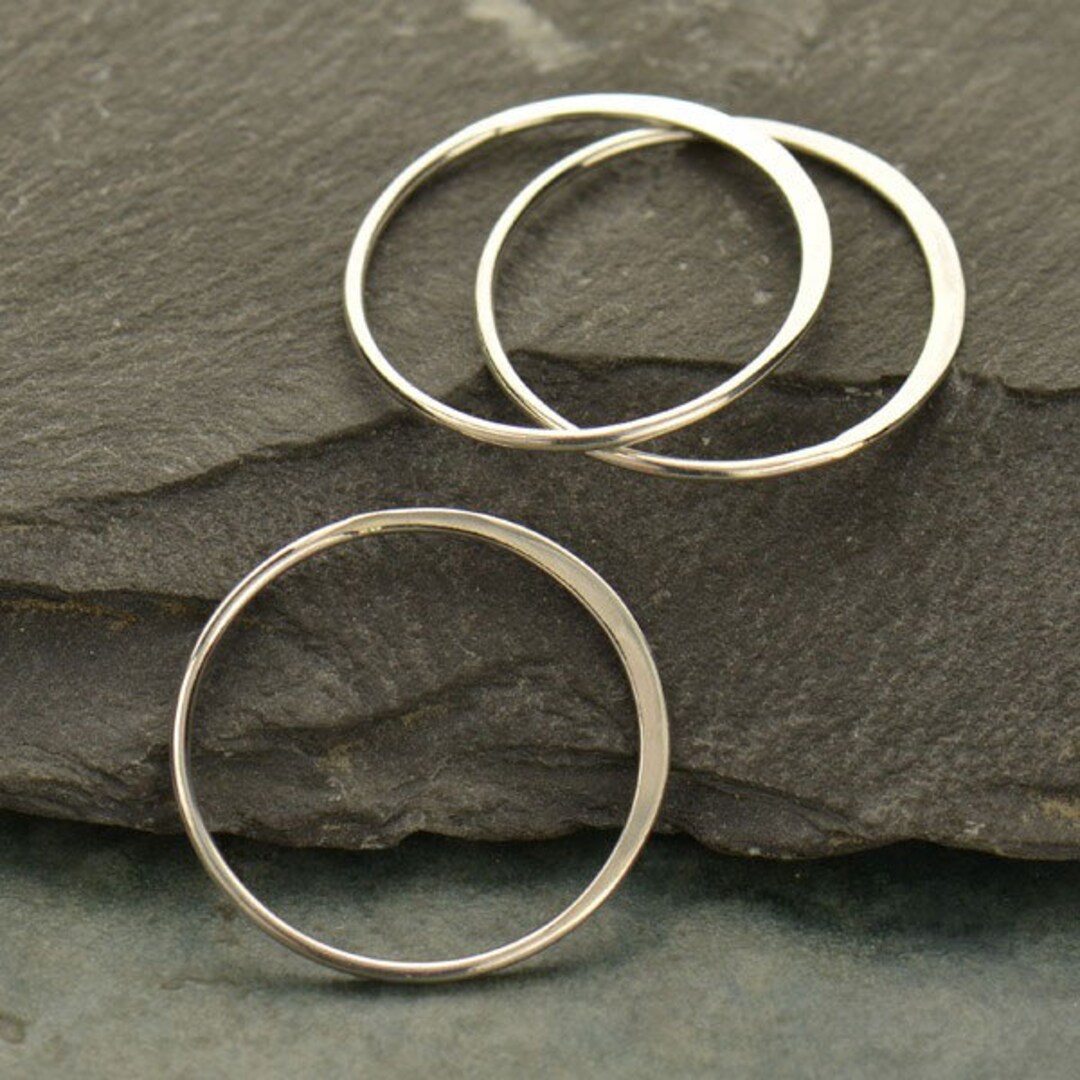 Large Circle Link Sterling Silver 25x25mm Hammered Circle Link - 2pcs ...