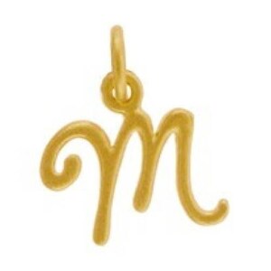 24kt Gold Plated Sterling Silver Initial Letter M Charm 11x5mm 1 Pc ...