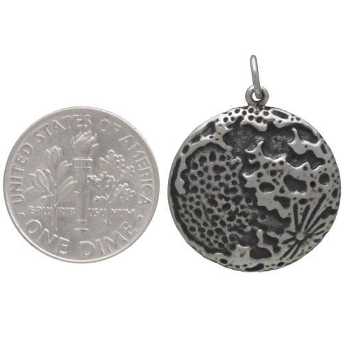 Textured Full-moon Charm Sterling Silver 25x20mm 1pc - Etsy