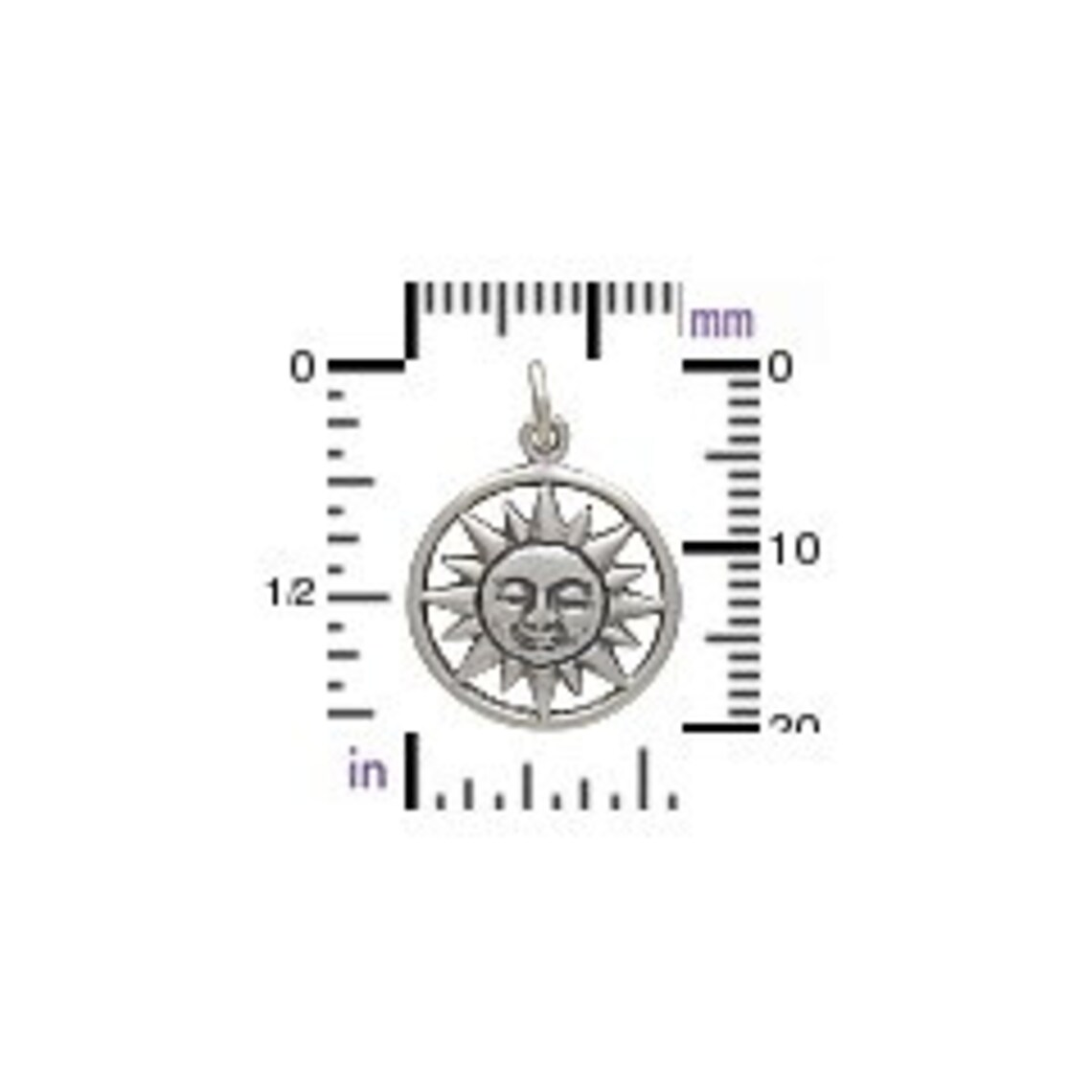 Sterling Silver Smiling Sun Charm 21.5x15.25mm With Closed | Etsy