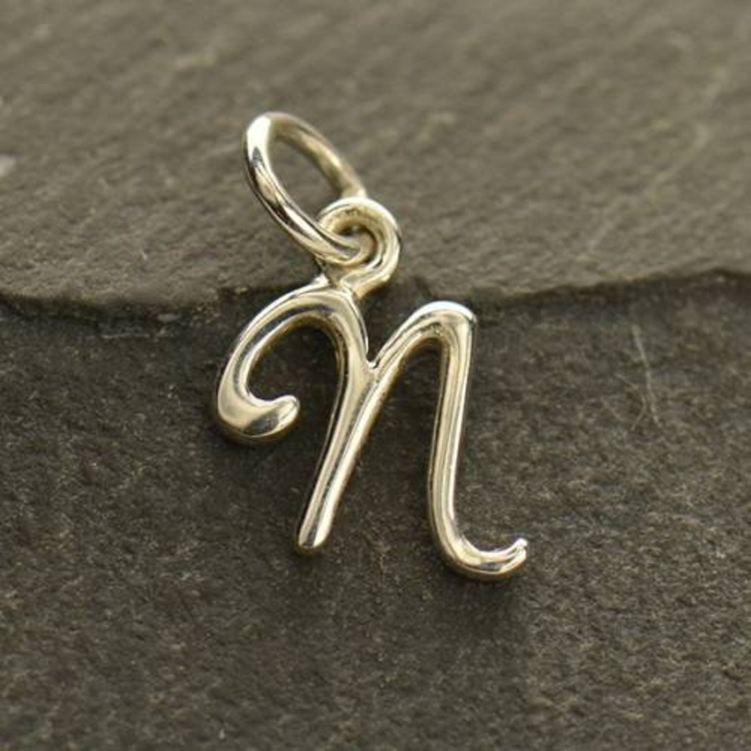 Buy Sterling Silver Script Initial Letter N Charm 10x7mm 1 Pc Online in ...