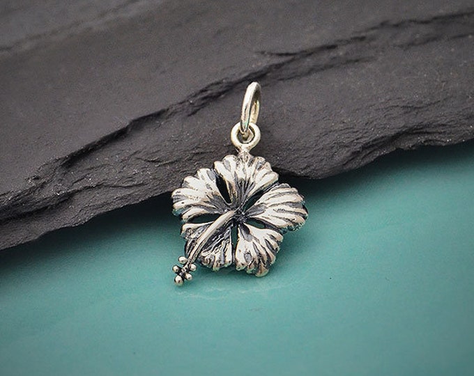 Sterling Silver Hibiscus Charm Hibiscus Pendant Hawaii - Etsy