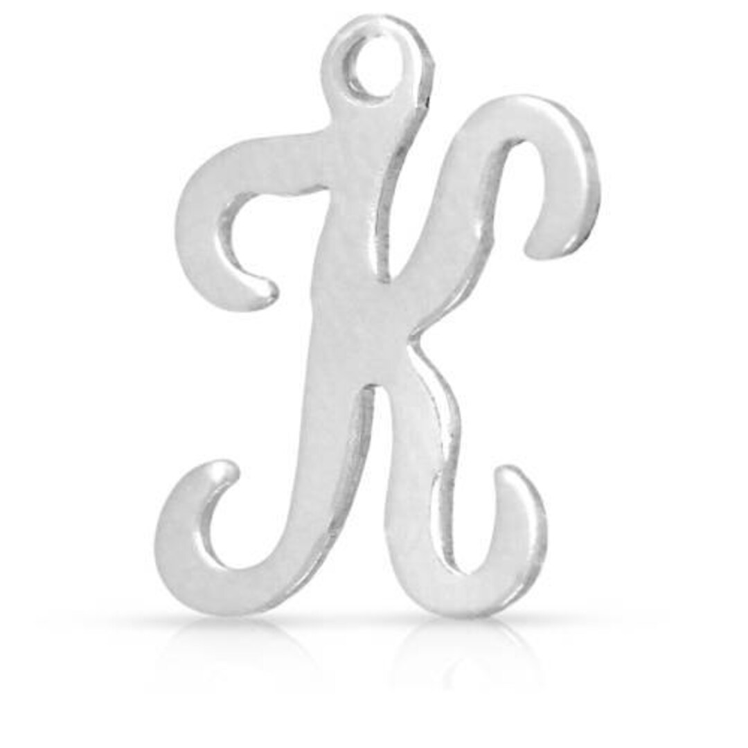 Charm Script Alphabet K Sterling Silver 10x8mm 4 Pcs High - Etsy