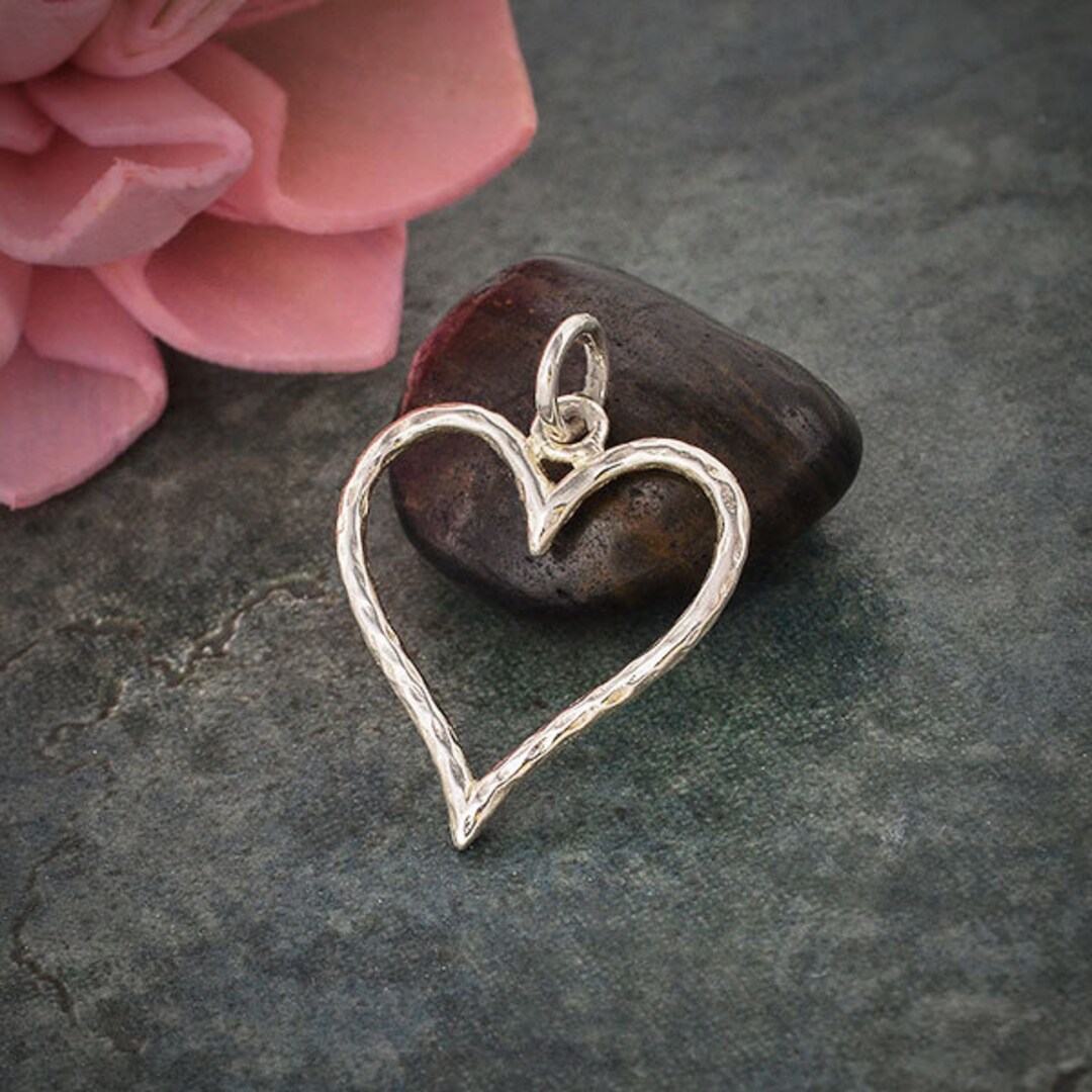 Sterling Silver Hammered Wire Heart Charm 22x16mm - 1pc (13390)/1 - Etsy
