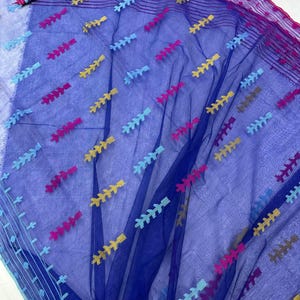 Handloom Dhakai Jamdani: 84 Count Navy Blue Saree - Etsy