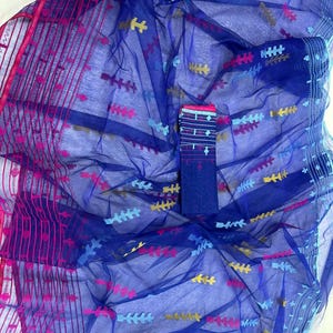 Handloom Dhakai Jamdani: 84 Count Navy Blue Saree - Etsy