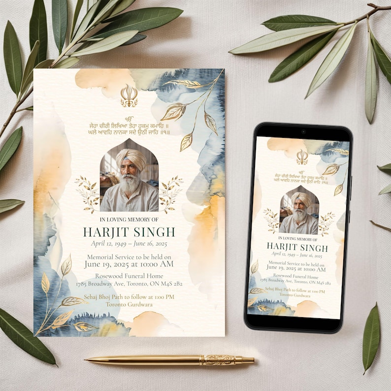 Editable Sikh Memorial Invitation Template, Antim Ardas & Bhog Card ...