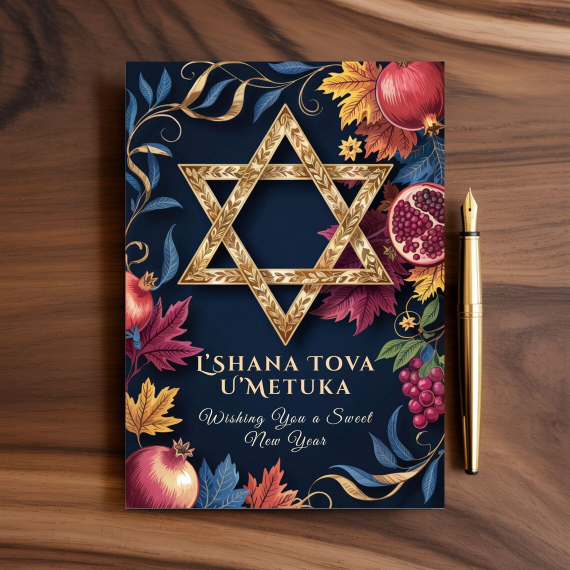 Rosh Hashanah Card Template: Golden Star L’shana Tova Greeting ...
