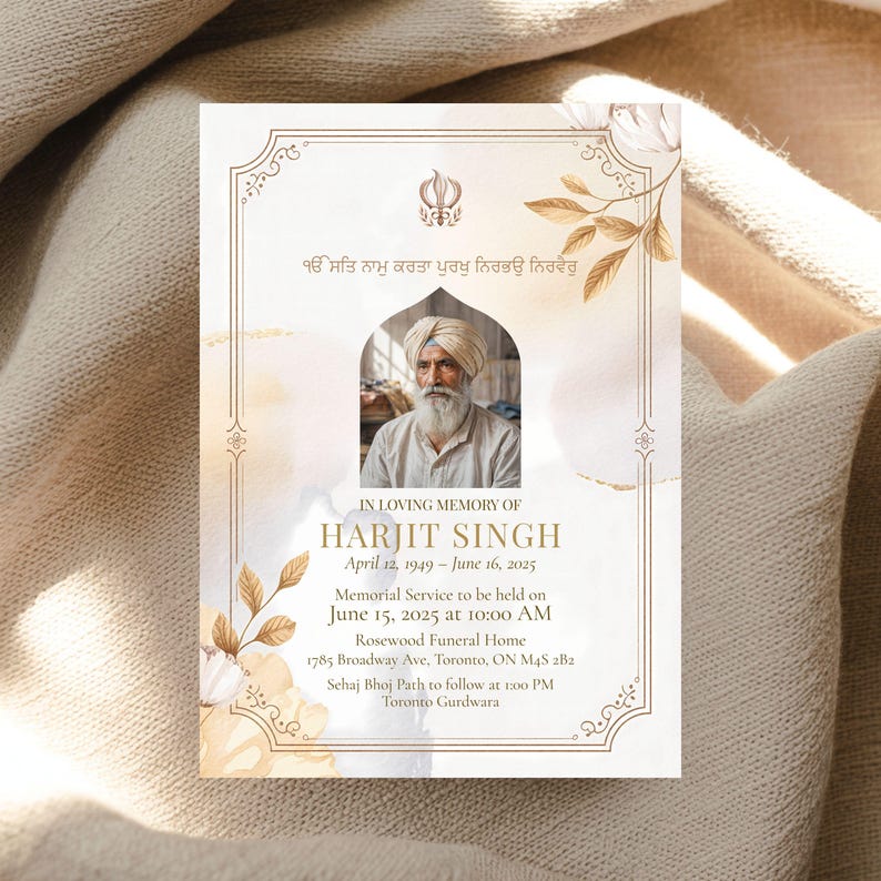 Editable Sikh Memorial Invitation Template, Antim Ardas & Bhog Card ...