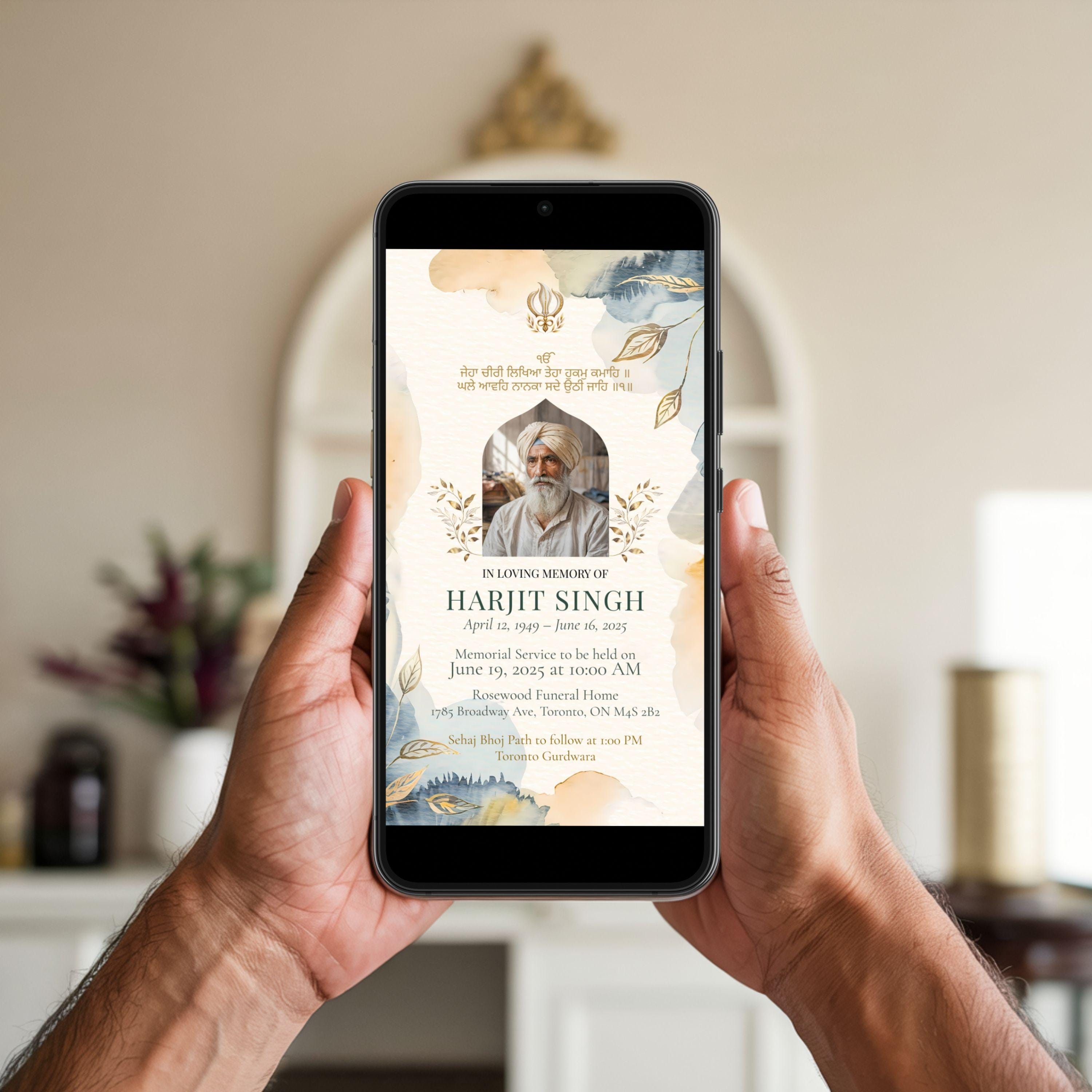 Editable Sikh Memorial Invitation Template, Antim Ardas & Bhog Card ...