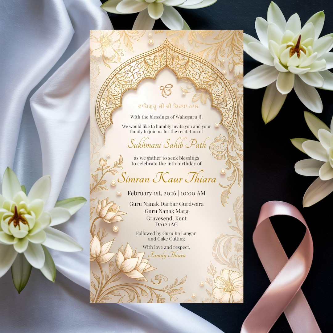 Sukhmani Sahib Path Invitation: Sikh Religious Digital Invite, Elegant ...