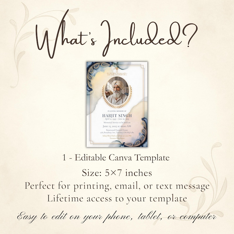 Editable Sikh Memorial Invitation Template, Antim Ardas & Sehaj Path ...