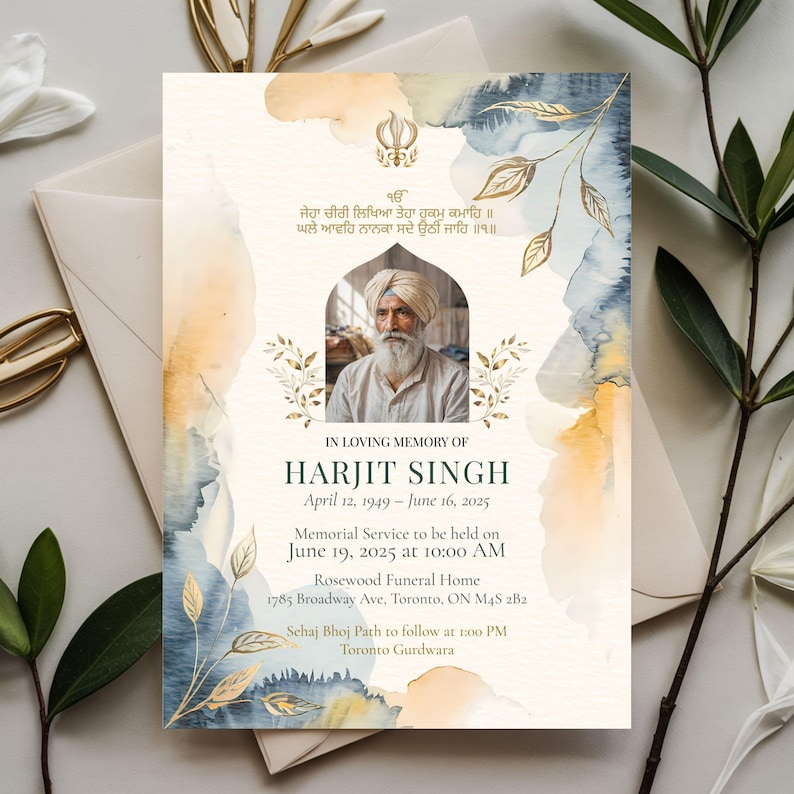 Editable Sikh Memorial Invitation Template, Antim Ardas & Bhog Card ...