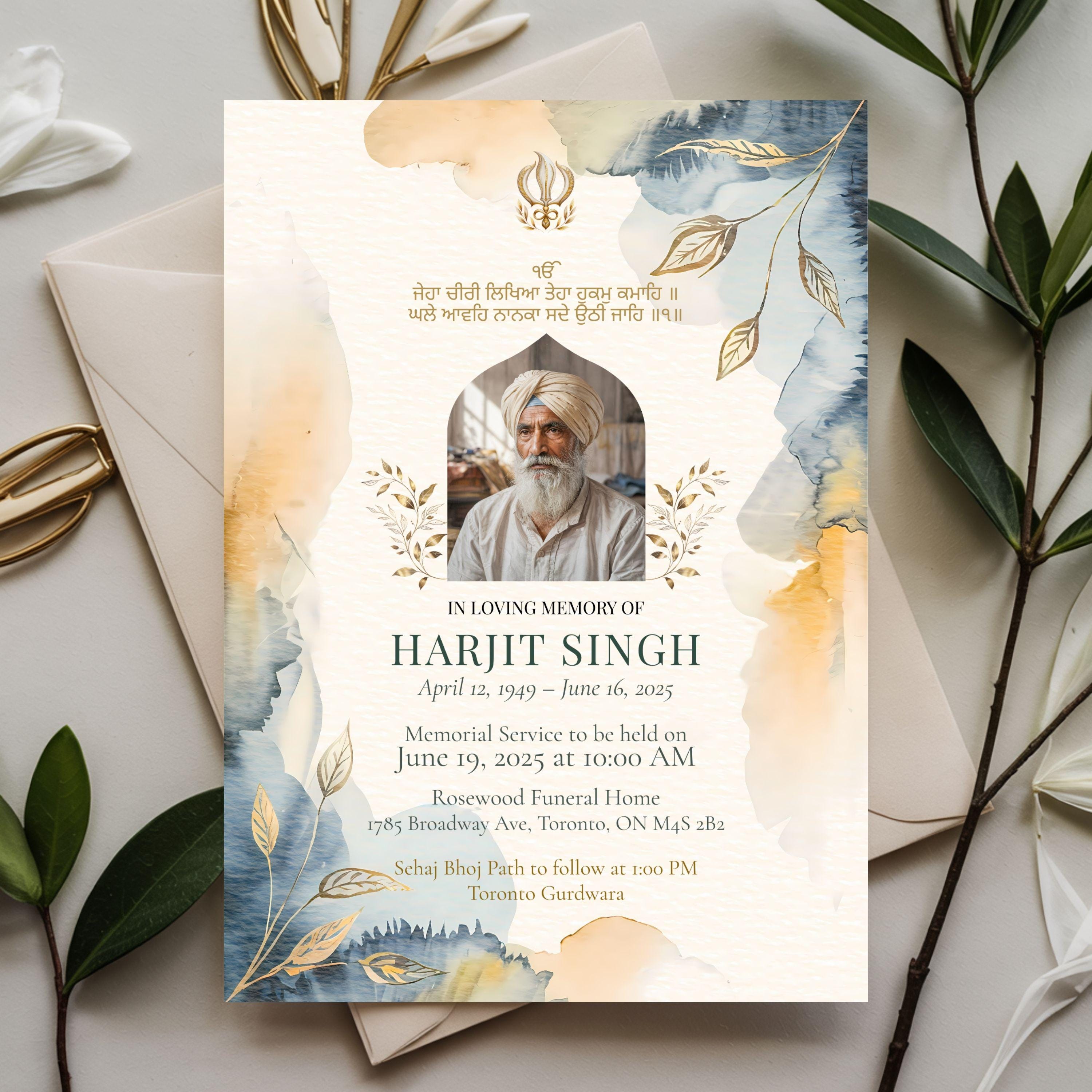 Editable Sikh Memorial Invitation Template, Antim Ardas & Bhog Card ...