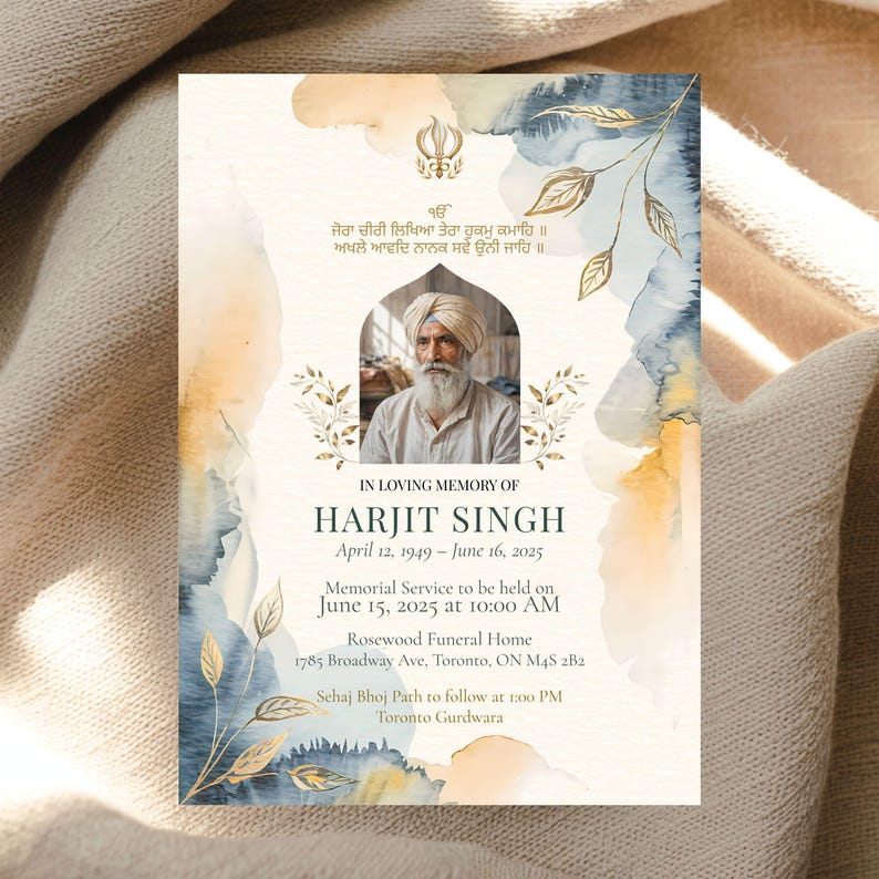 Editable Sikh Memorial Invitation Template, Antim Ardas & Bhog Card ...